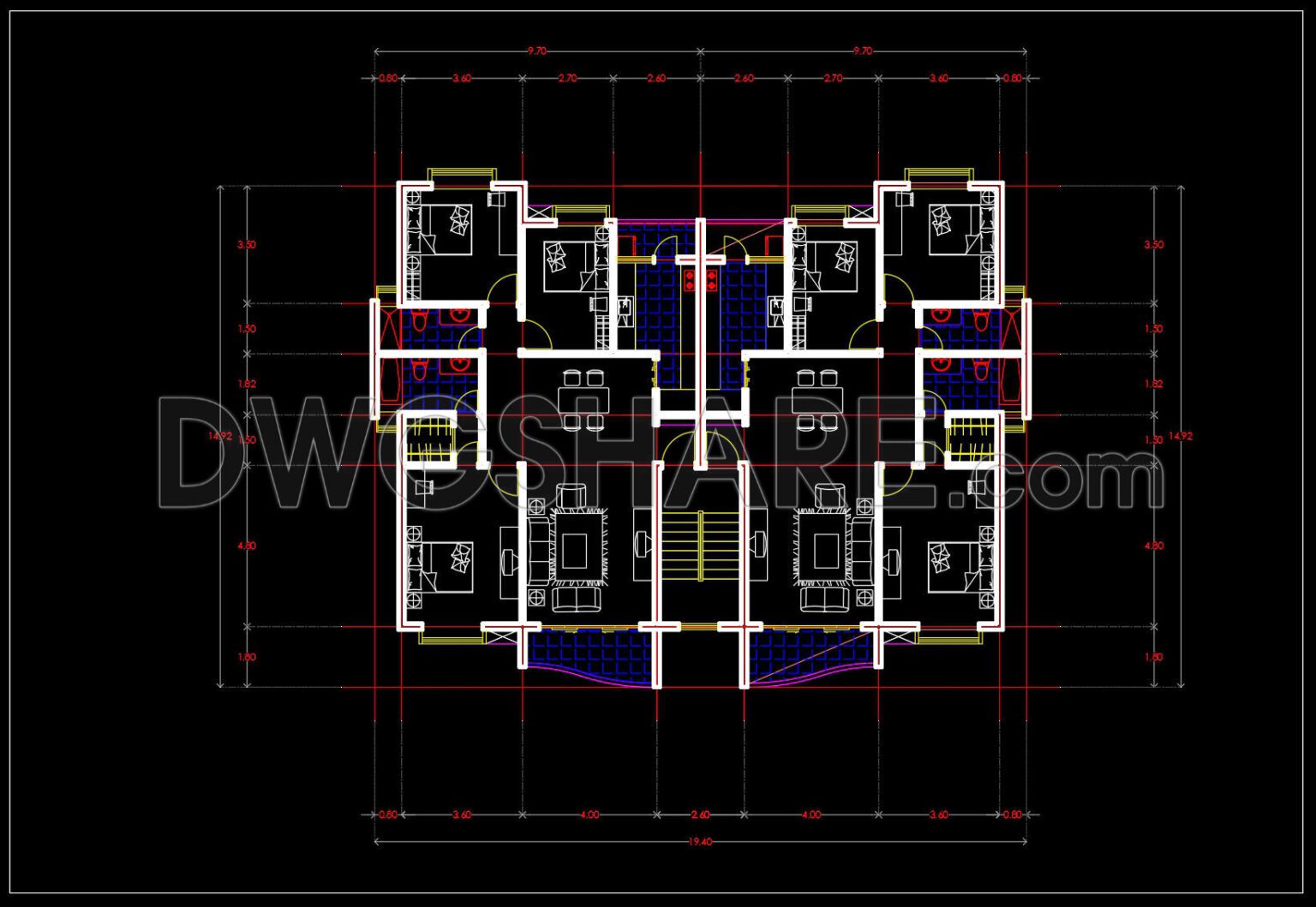 150.Apartment Plan AutoCAD File Free Download