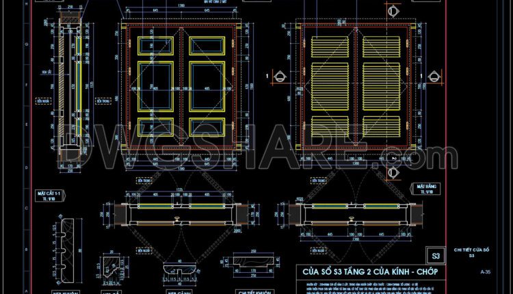 413.Detailed AutoCAD Drawings Of Windows For Download - Free Cad Blocks ...