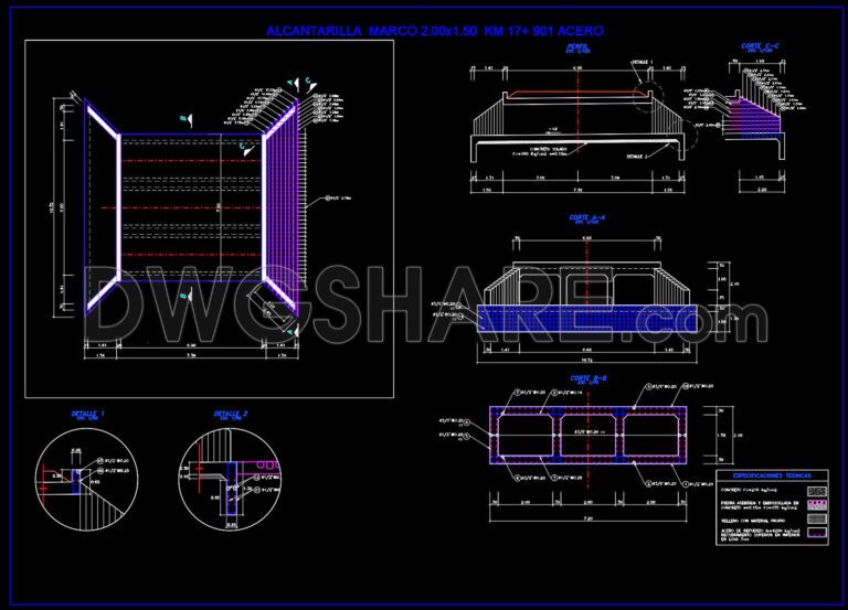 97.Autocad Drawing Of Box Culvert Concrete Reinforcement Details For ...