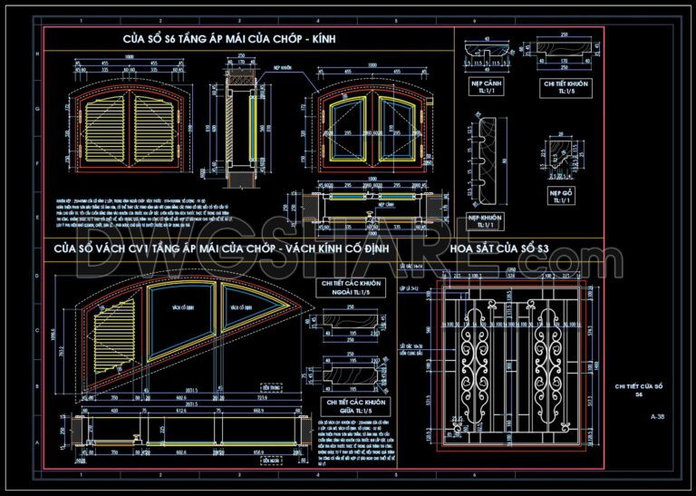416.Detailed AutoCAD Drawings Of Windows For Download