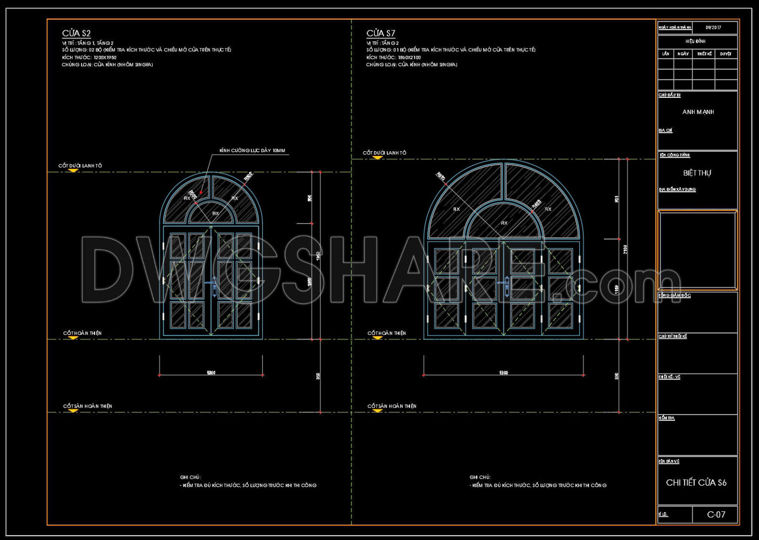 423.Detailed AutoCAD Drawings Of Door For Download