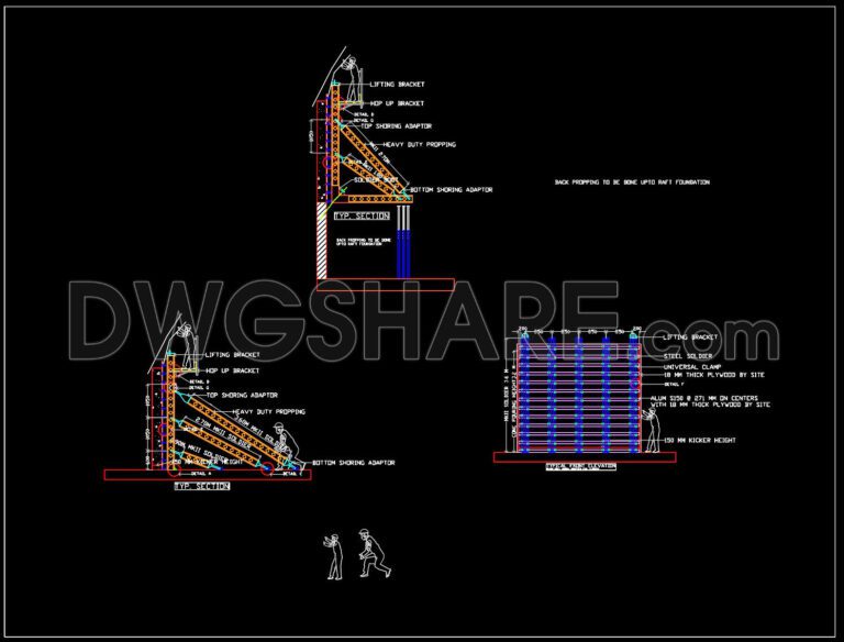 99.Autocad Drawing Of Single Side Wall Details For Download