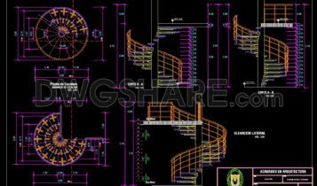 112.Detailed drawings of Spiral Staircase in autocad file