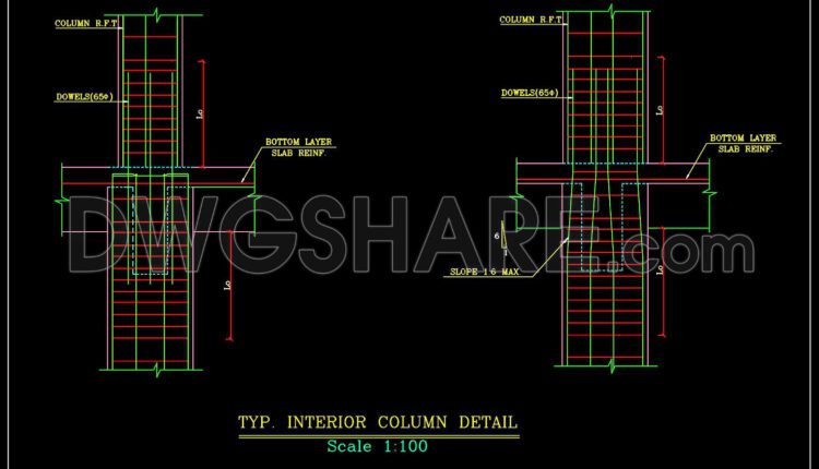 113.Autocad Drawing Of Typical Interior Column Reinforcement Detail For ...