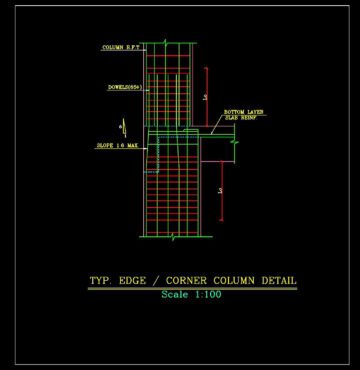 114.Autocad Drawing Of Typical Corner Column Reinforcement Detail For ...