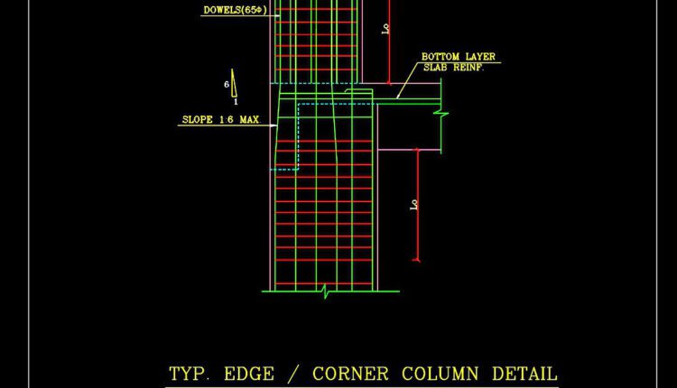114.Autocad Drawing Of Typical Corner Column Reinforcement Detail For ...