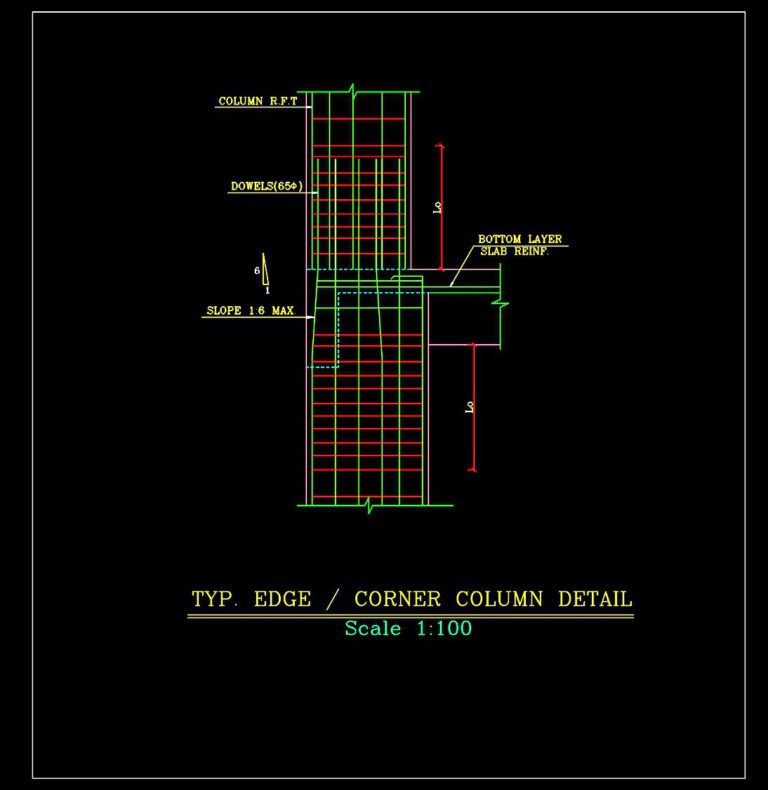 114.Autocad Drawing Of Typical Corner Column Reinforcement Detail For ...