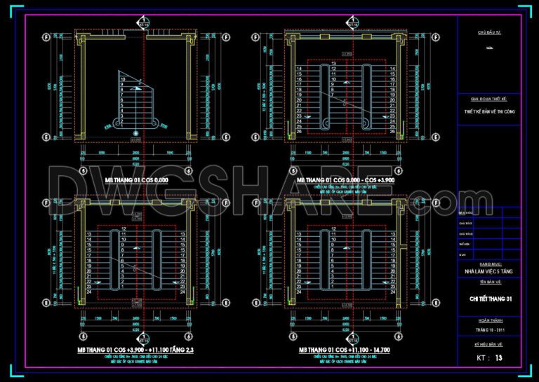 119.Detailed drawings of stairs in autocad file