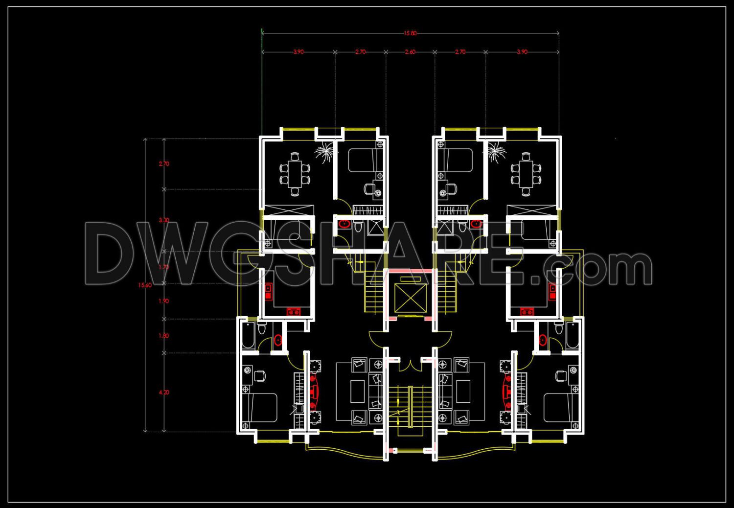 165.Apartment Plan AutoCAD File Free Download