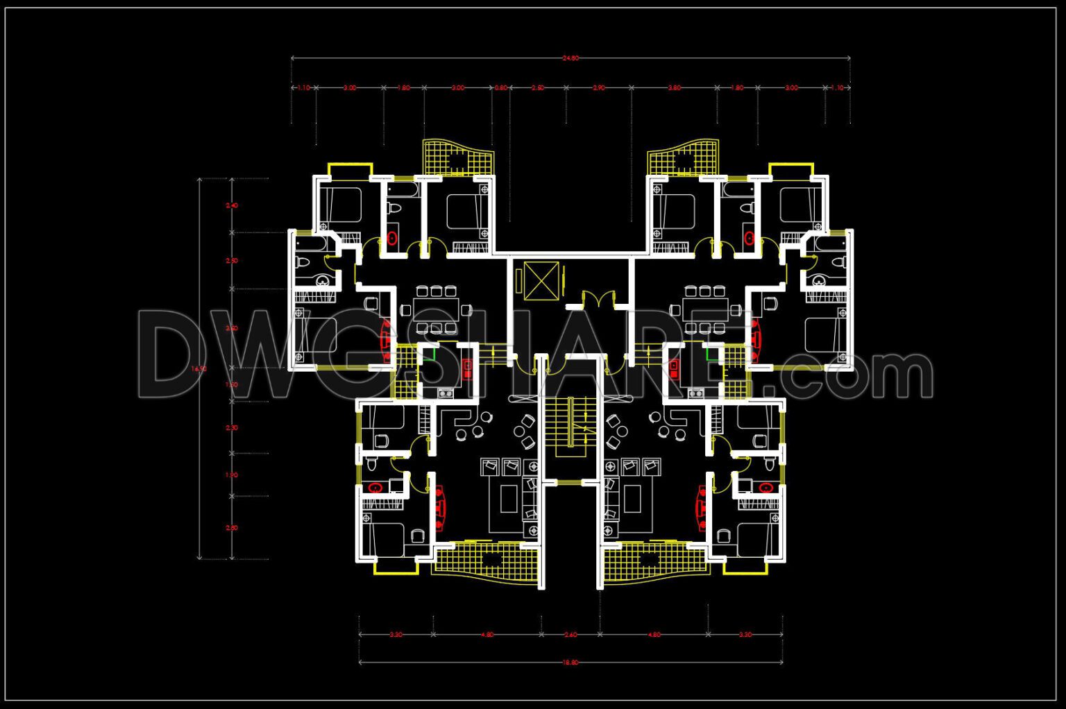 169.Apartment Plan AutoCAD File Free Download