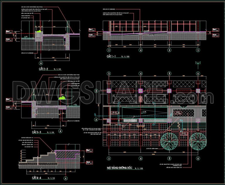200. The detailed CAD drawing of the staircase leading to the main ...