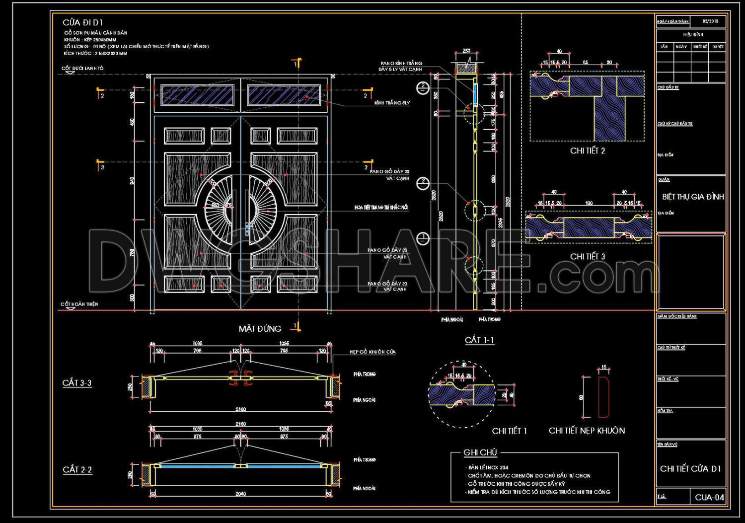 431.Detailed AutoCAD Drawings Of Doors For Download