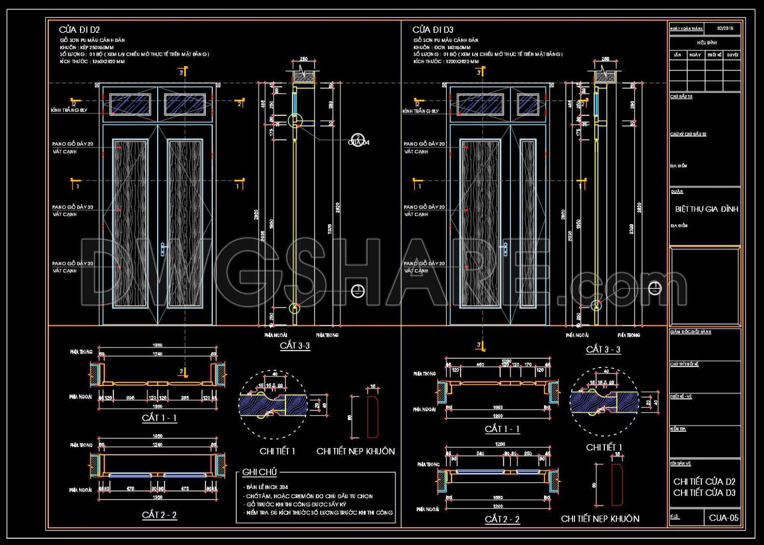 432.Detailed AutoCAD Drawings Of Doors For Download