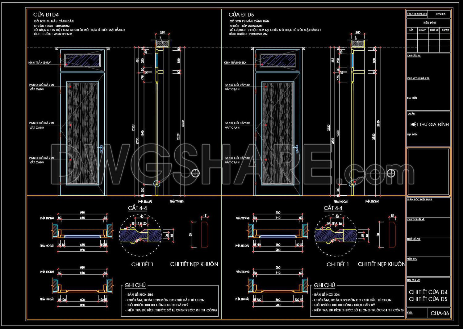 432.Detailed AutoCAD Drawings Of Doors For Download