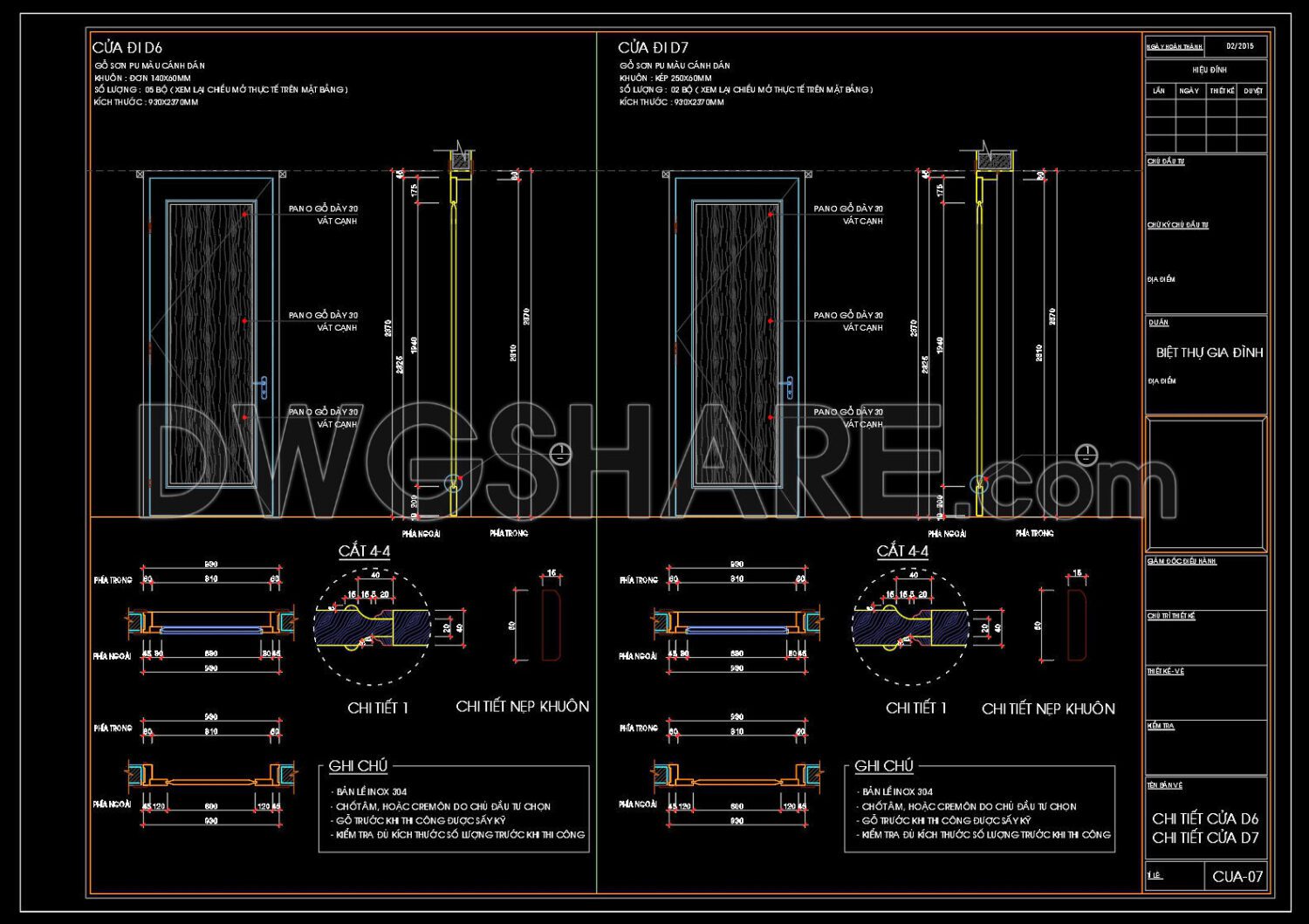 433.Detailed AutoCAD Drawings Of Doors For Download