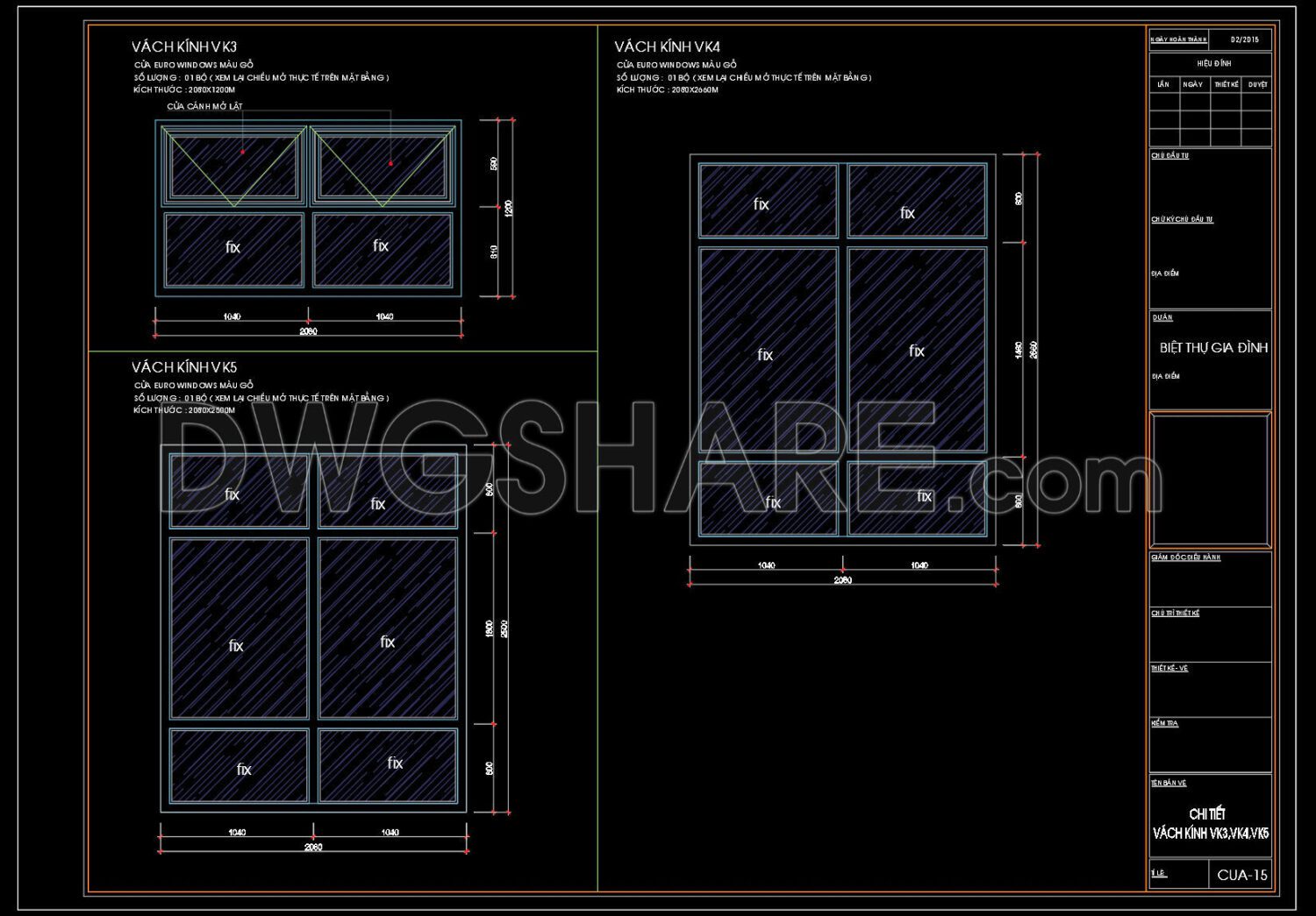 437.Detailed AutoCAD Drawings Of Doors, Windows For Download