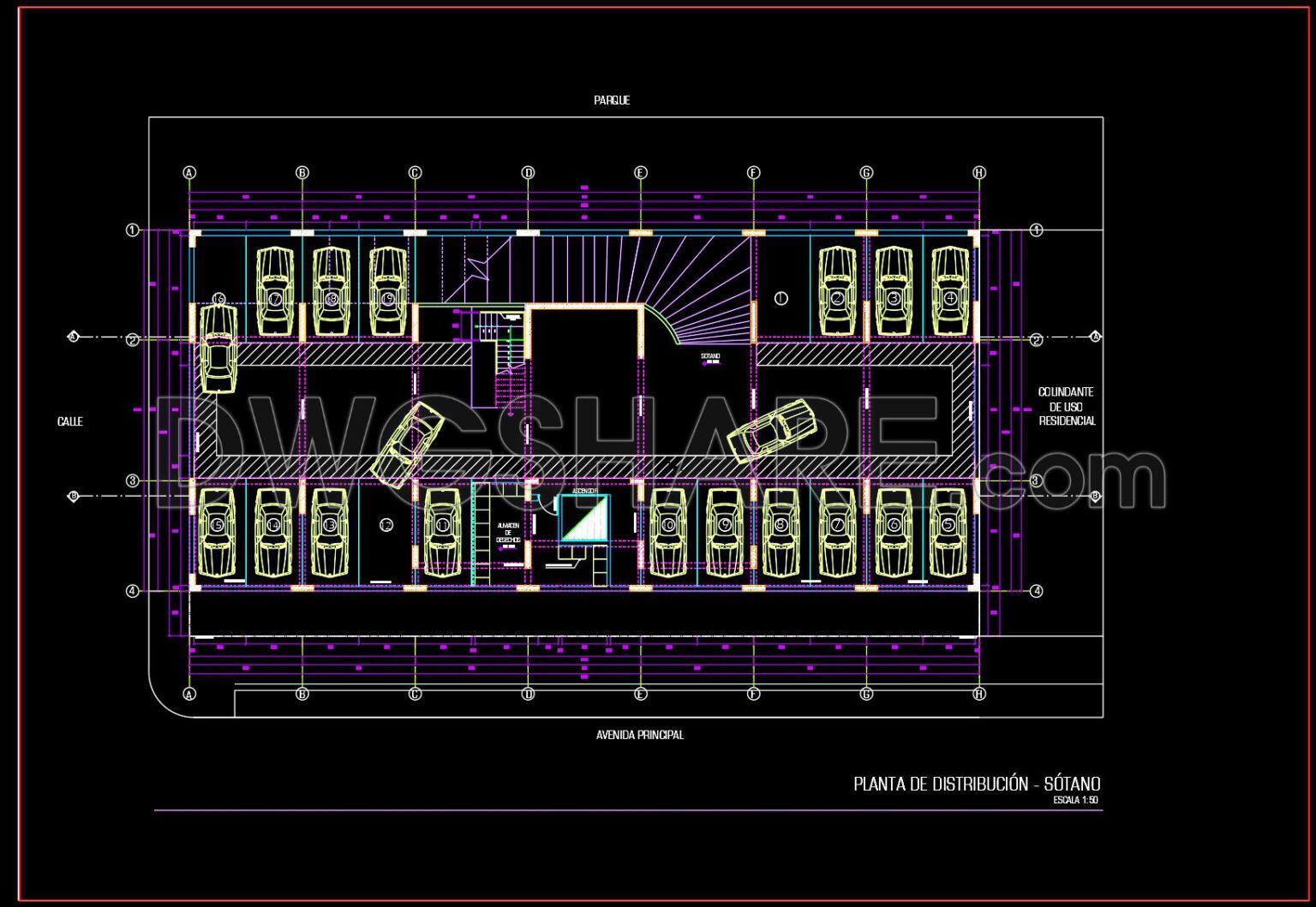 10. Download detailed CAD drawing of the public parking lot
