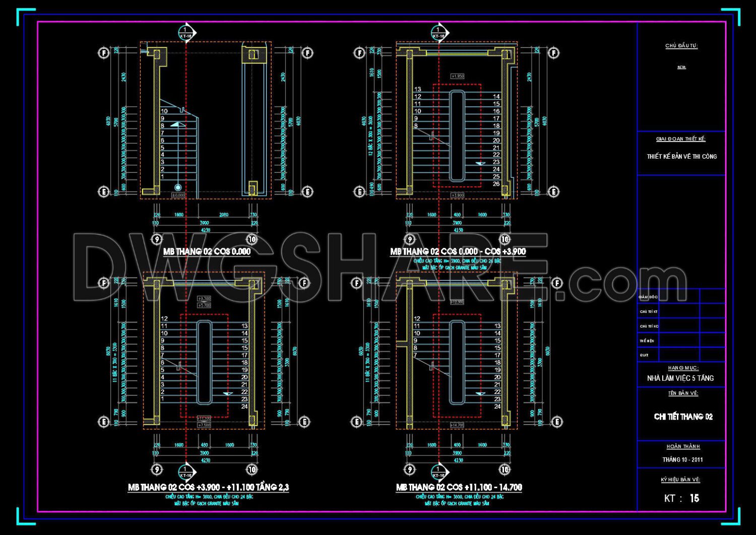 120.Detailed drawings of stairs in autocad file