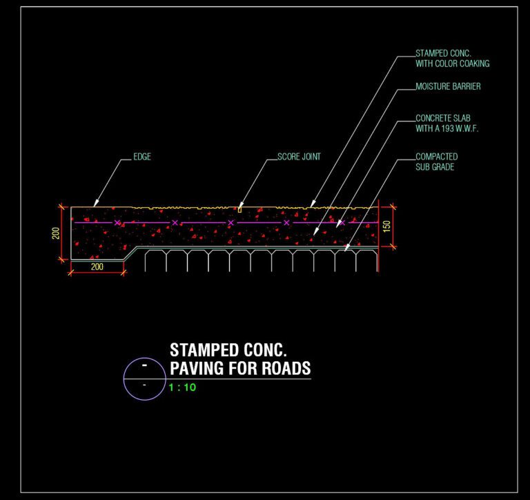 122.Autocad Drawing Of Stamped Concrete Paving For Roads For Download