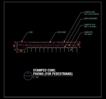 123.Autocad Drawing Of Stamped Concrete Paving For Pedestrians For Download