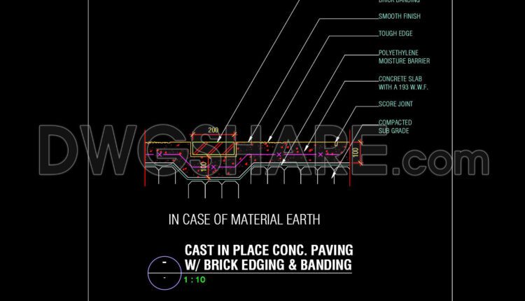 124.Autocad Drawing Of Cast in Place Concrete With Brick Band Details ...