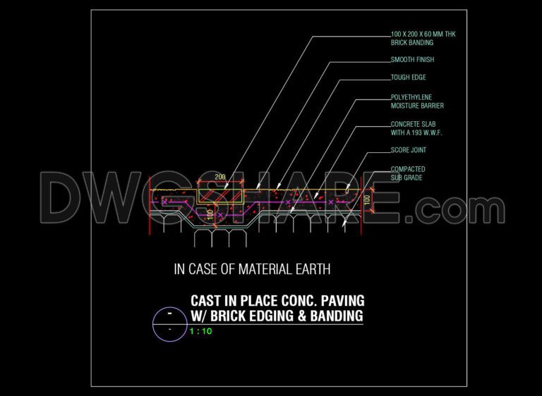 124.Autocad Drawing Of Cast in Place Concrete With Brick Band Details ...