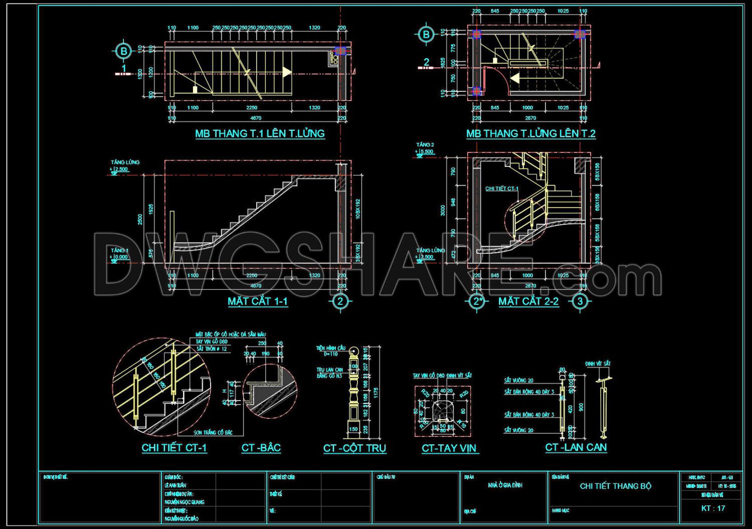 124.Detailed drawings of stairs in autocad file