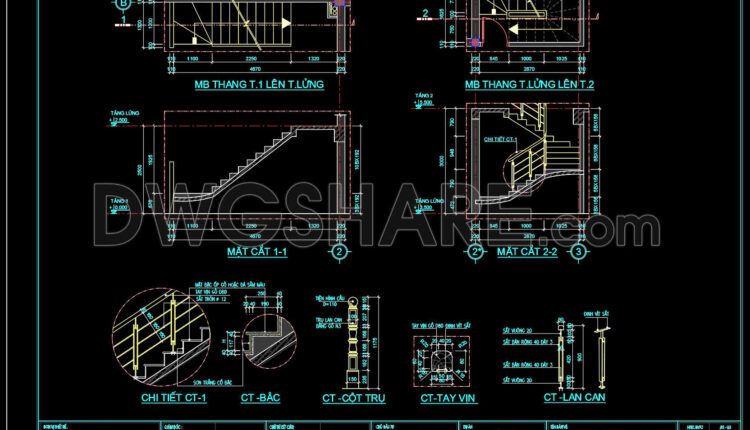 124.Detailed drawings of stairs in autocad file (1) - Free Cad Blocks ...