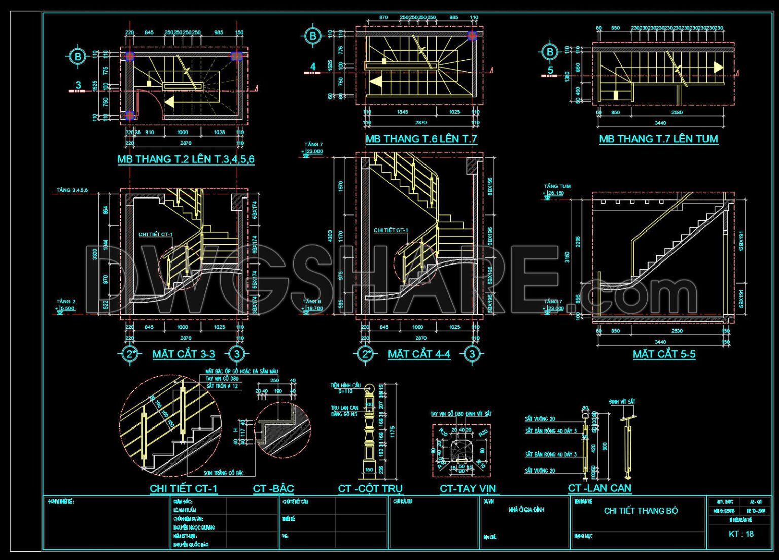 124.Detailed drawings of stairs in autocad file