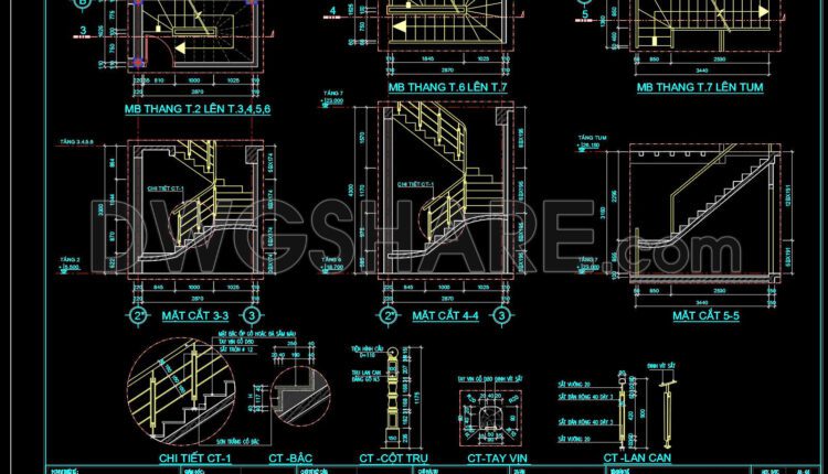 124.Detailed drawings of stairs in autocad file (2) - Free Cad Blocks, download DWG models for ...