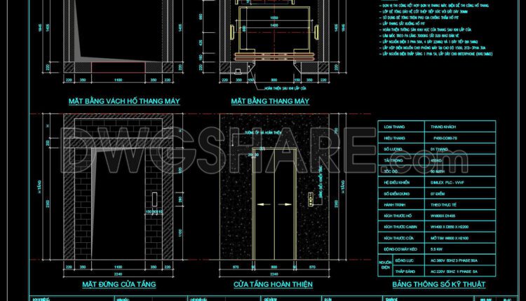 125.Detailed CAD drawing of the elevator design for the building - Free ...