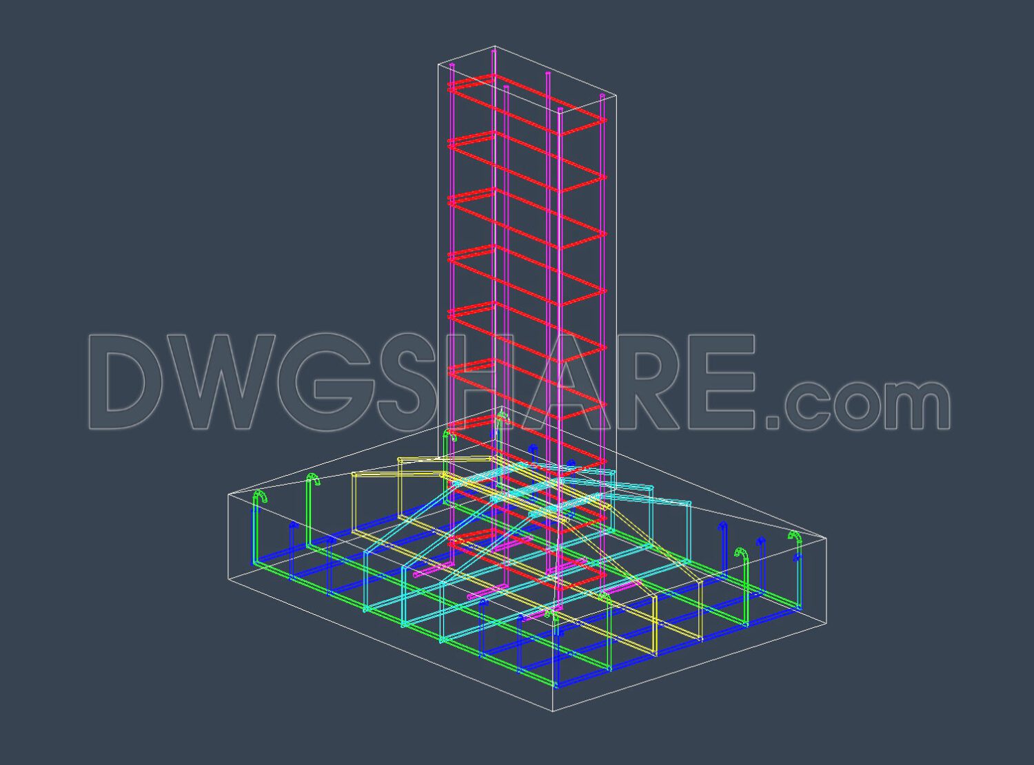 126.Autocad Drawing Of Raft Foundation 3D Model For Download