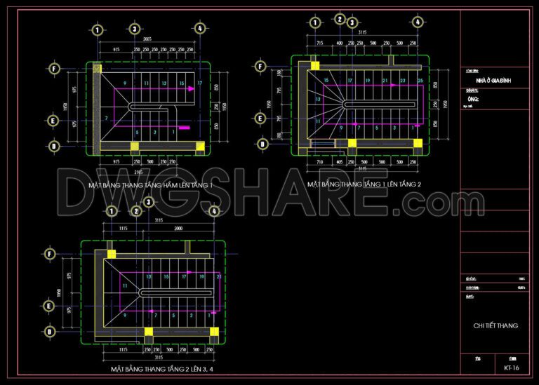 128.Detailed drawings of stairs in autocad file