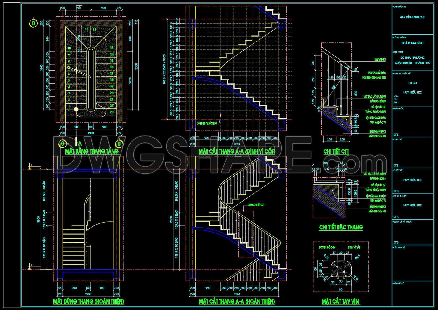 129.Detailed drawings of stairs in autocad file