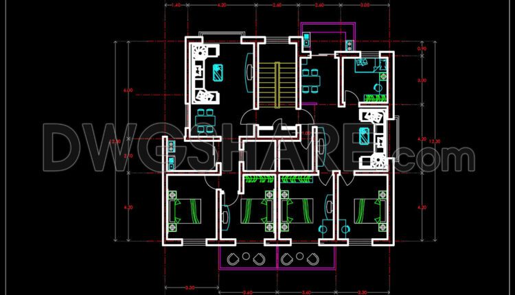 174.Apartment Plan AutoCAD File Free Download - Free Cad Blocks ...