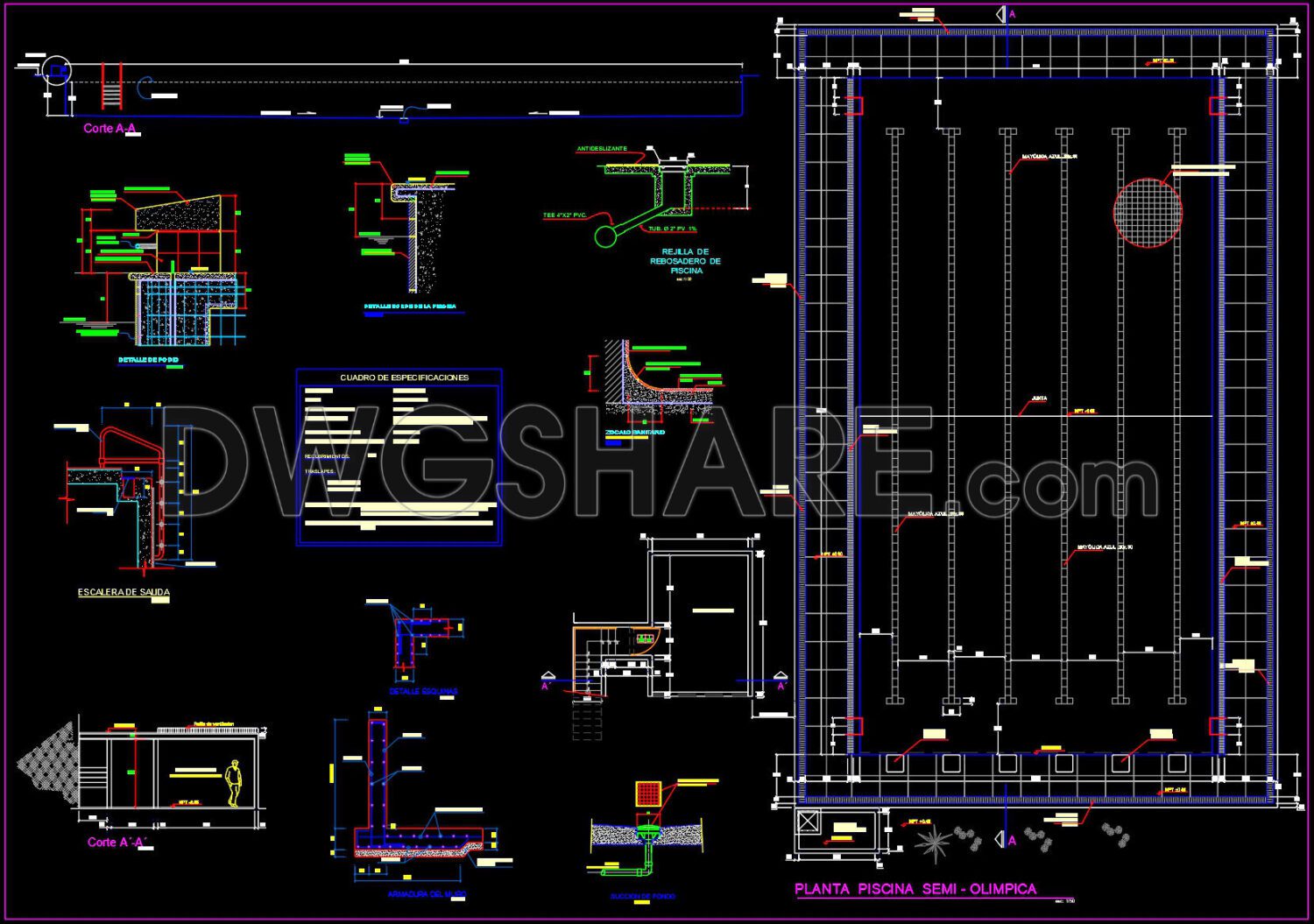 18.Autocad Drawings Of Semi Olympic Pool Details For Download | Free ...