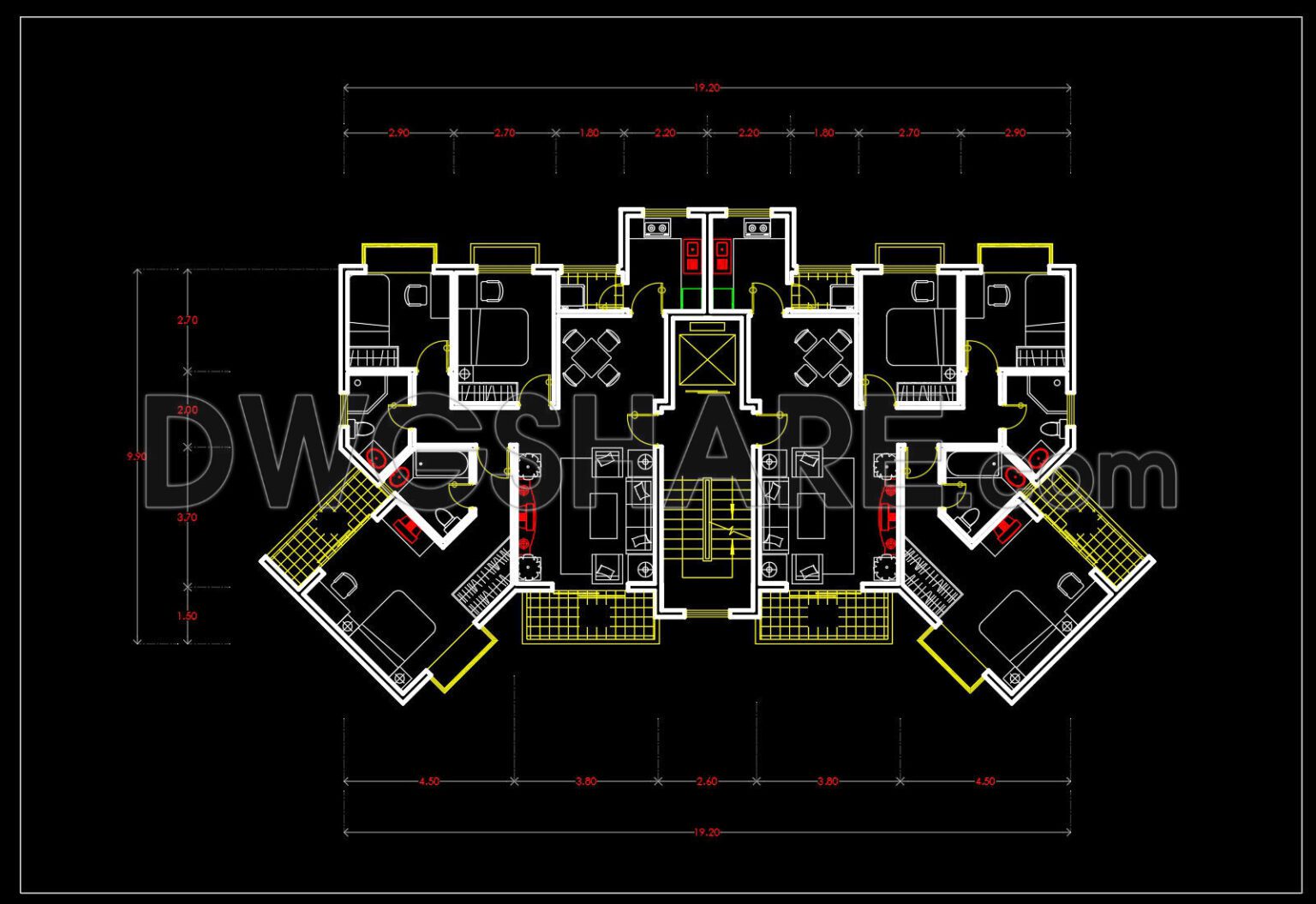 180.Apartment Plan AutoCAD File Free Download