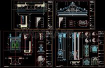 208.Detailed AutoCAD drawings of vertical facades in classical architecture