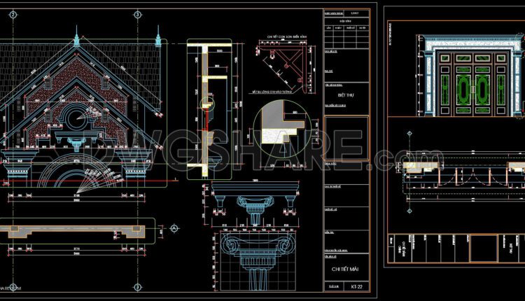 207.Detailed AutoCAD drawings of vertical facades in classical ...