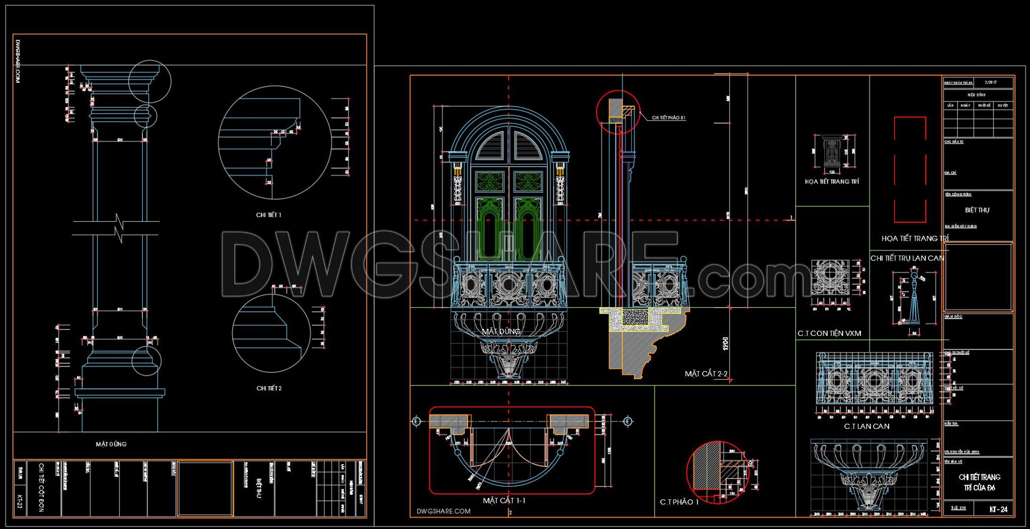 207.Detailed AutoCAD drawings of vertical facades in classical architecture