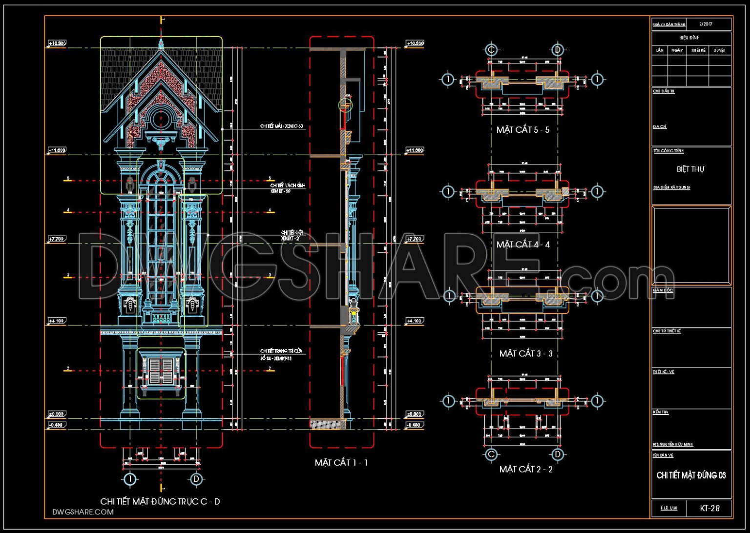 210.Detailed AutoCAD drawings of vertical facades in classical architecture