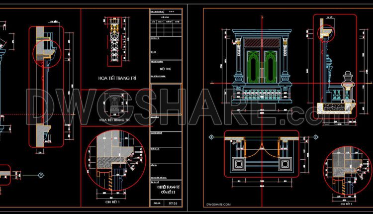 210.Detailed AutoCAD drawings of vertical facades in classical ...