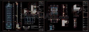 210.Detailed AutoCAD drawings of vertical facades in classical architecture