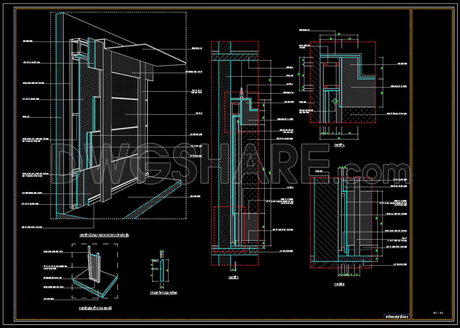 215. Detailed CAD drawing of the wall structure and layers of building ...