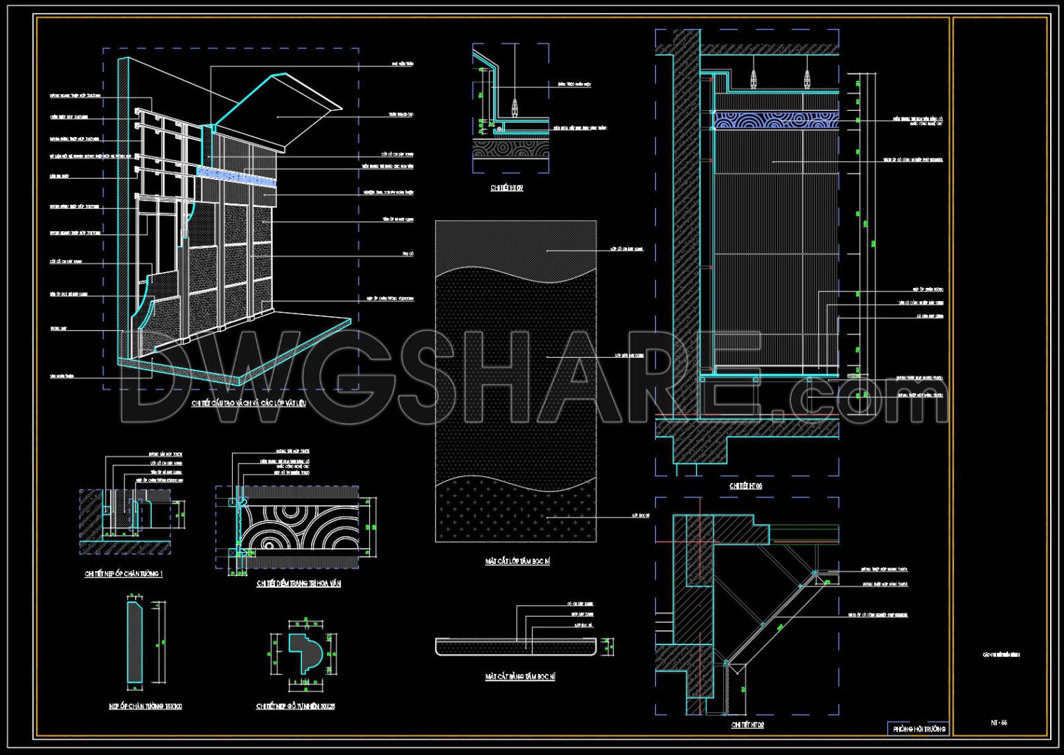 215. Detailed CAD drawing of the wall structure and layers of building ...