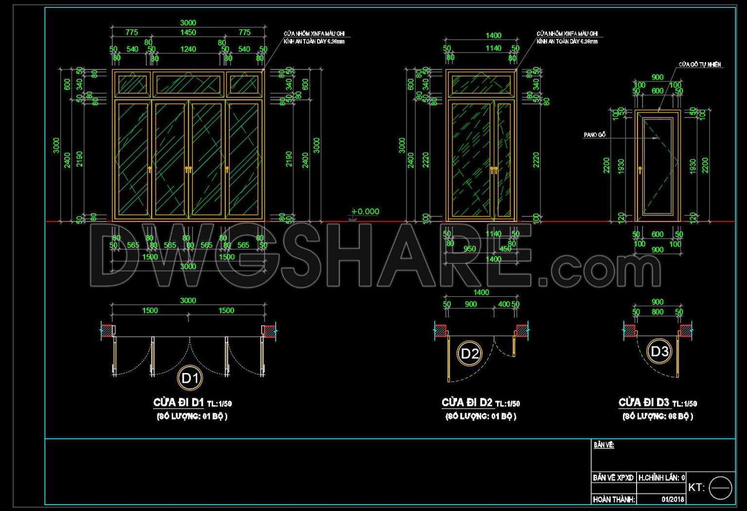 438.Detailed AutoCAD Drawings Of Doors, Windows For Download