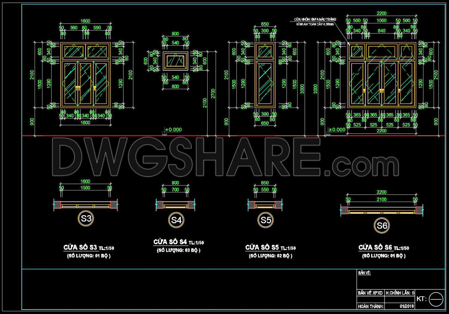 439.Detailed AutoCAD Drawings Of Windows For Download