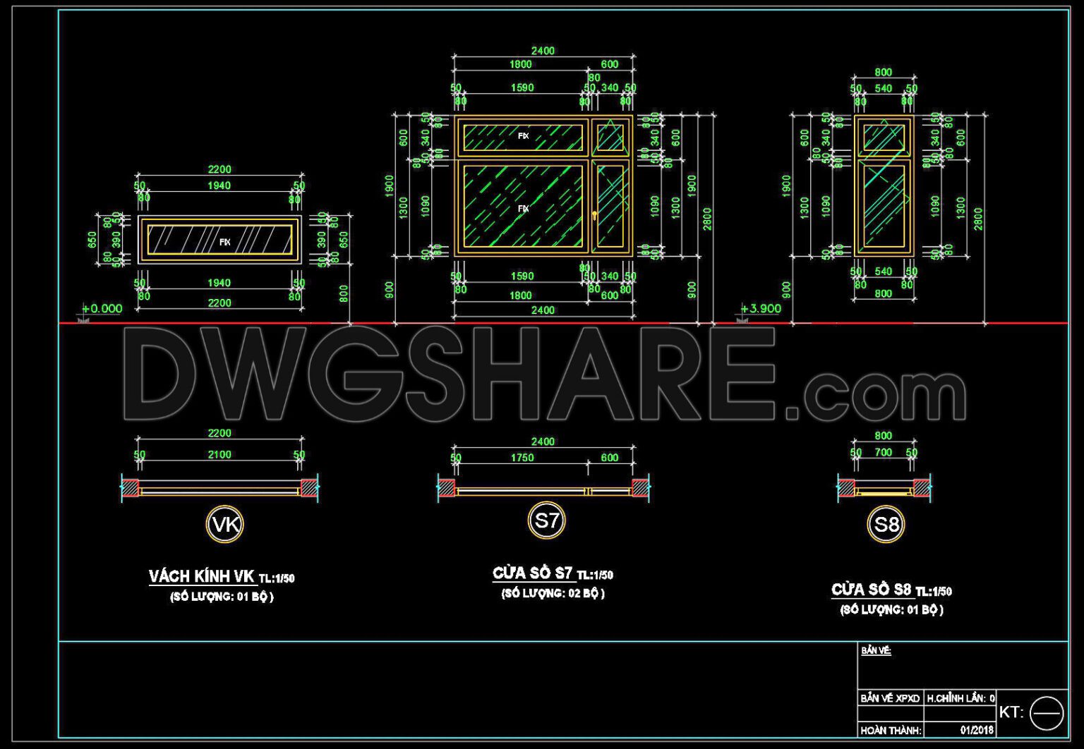 439.Detailed AutoCAD Drawings Of Windows For Download