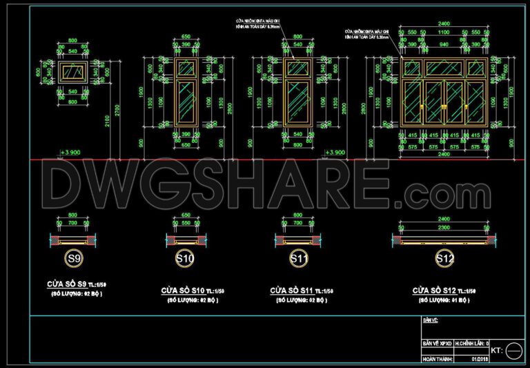 440.Detailed AutoCAD Drawings Of Windows For Download