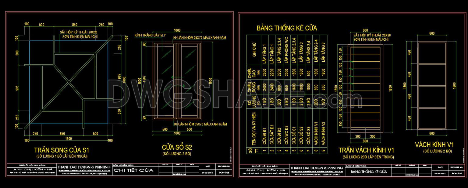 445.Detailed AutoCAD Drawings Of Doors, Windows For Download
